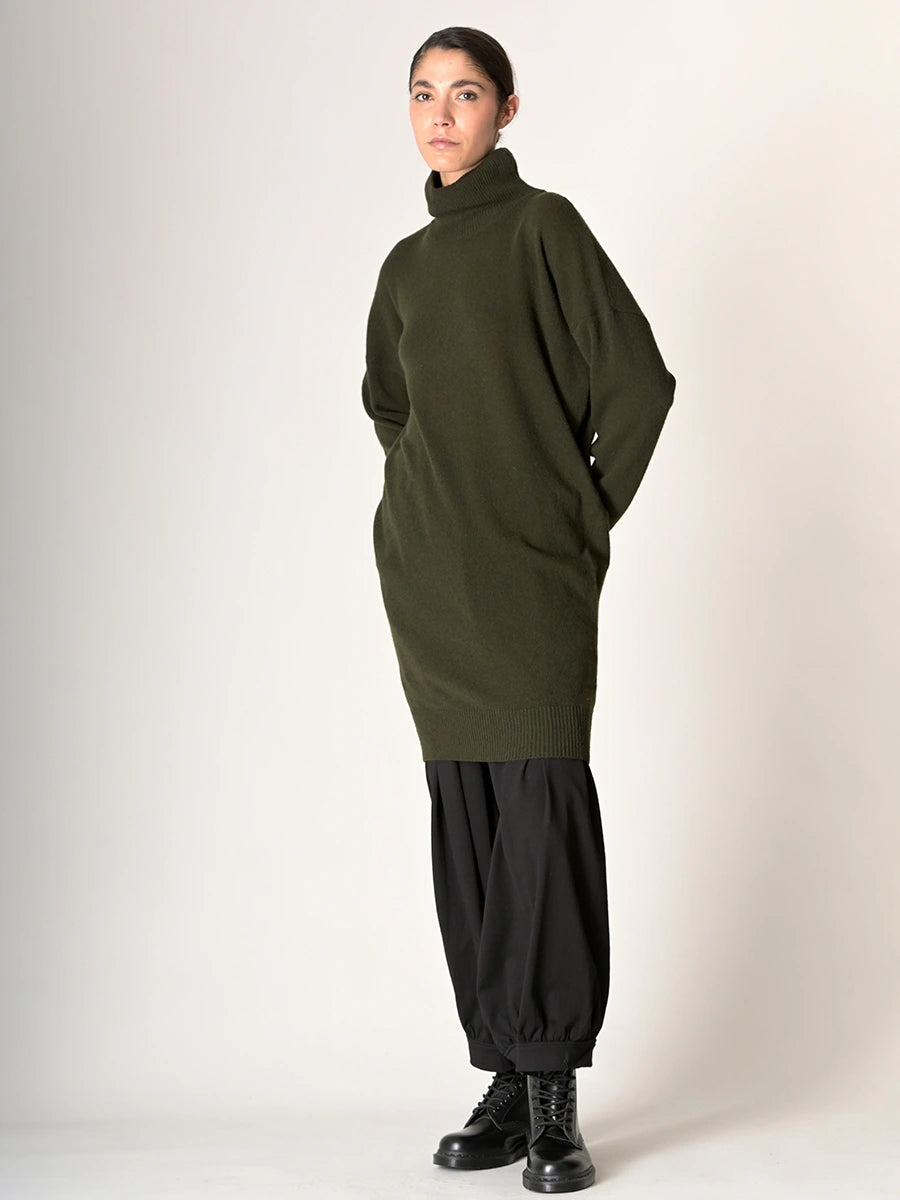 Robe oversize pure laine à col roulé